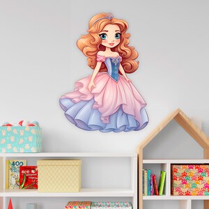 Cute Princess Art, Cartoon Princess Wall Sticker, Girls Nursery Decor ...