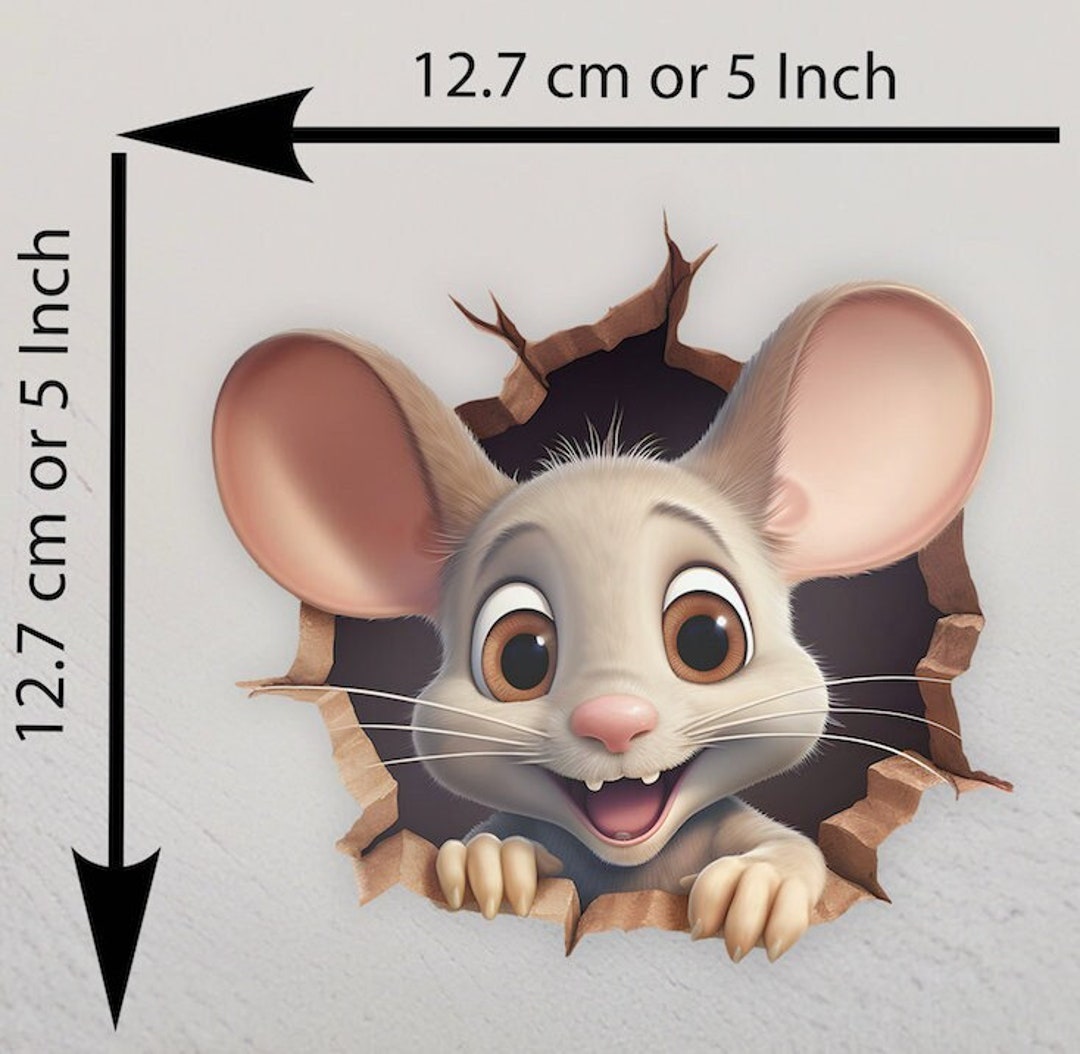 Cute Mouse Sticker, 3D Wall Decal, Skirting Board Sticker, Cartoon ...