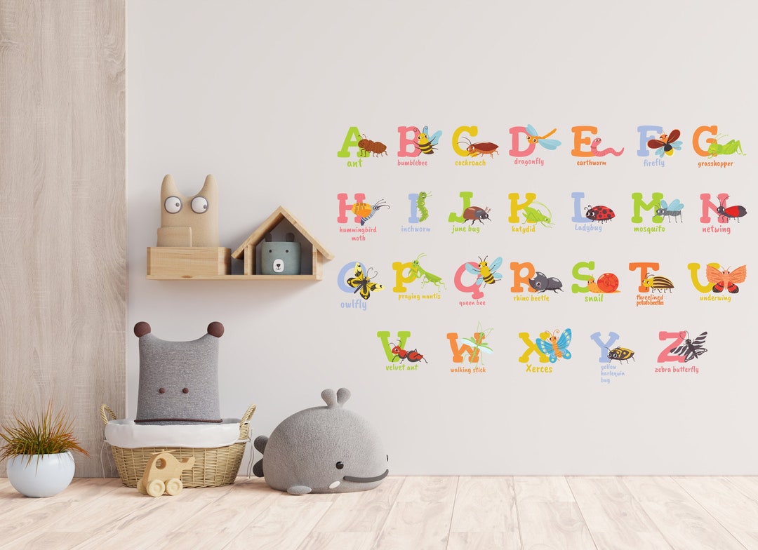 Alphabet Bugs Insects Wall Stickers Educational Easy Phonics Learning ...