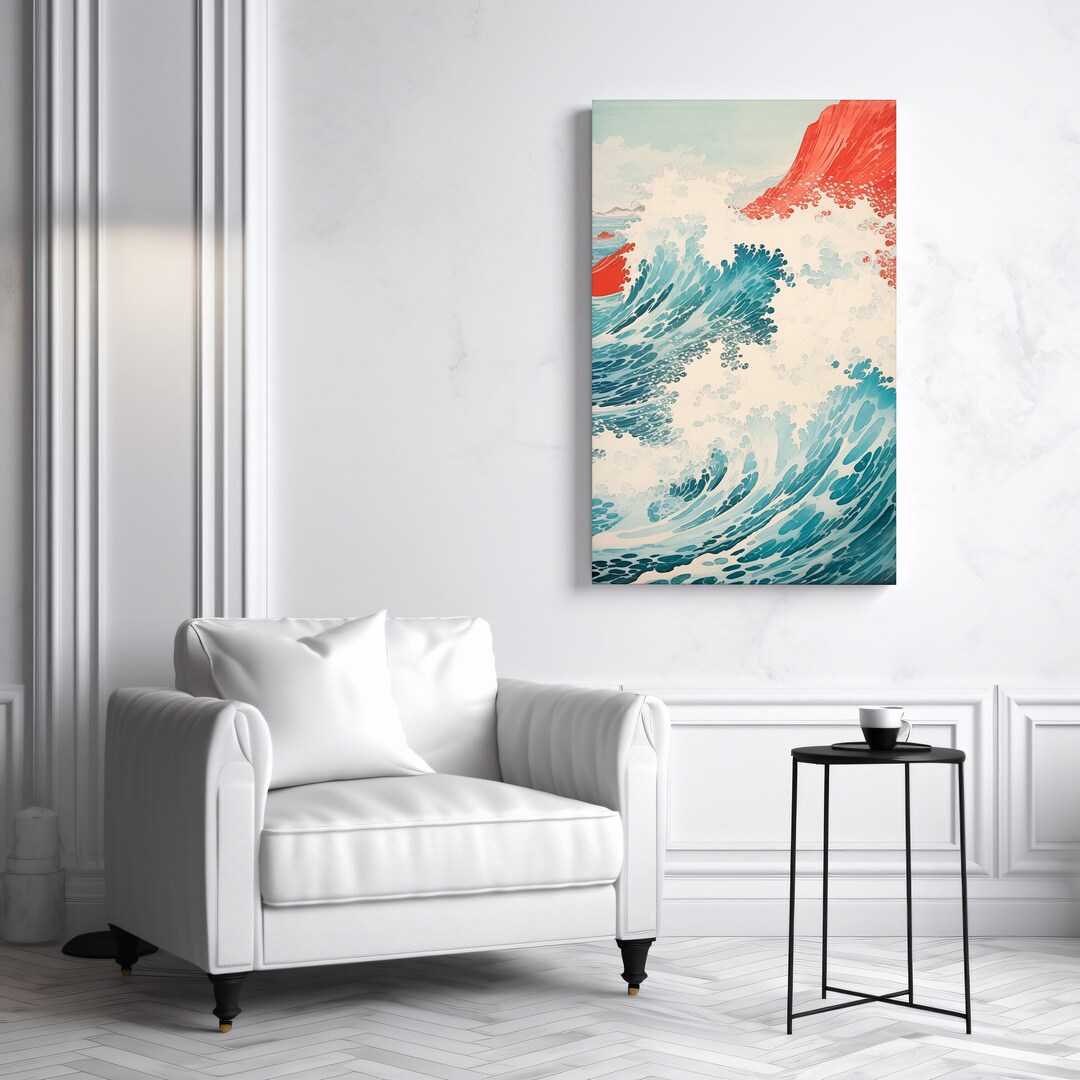 Ukiyo-e Waves, Katsushika Hokusai Style, Japanese Wall Art, Ukiyo-e ...