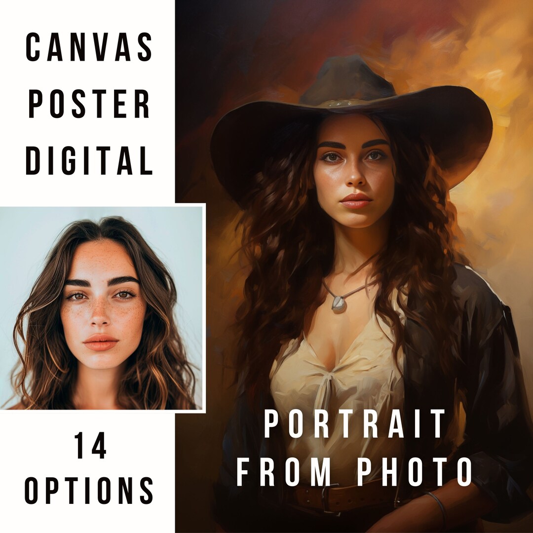 Personalized Wild West Portrait, Custom Cowboy Portrait From Photo ...