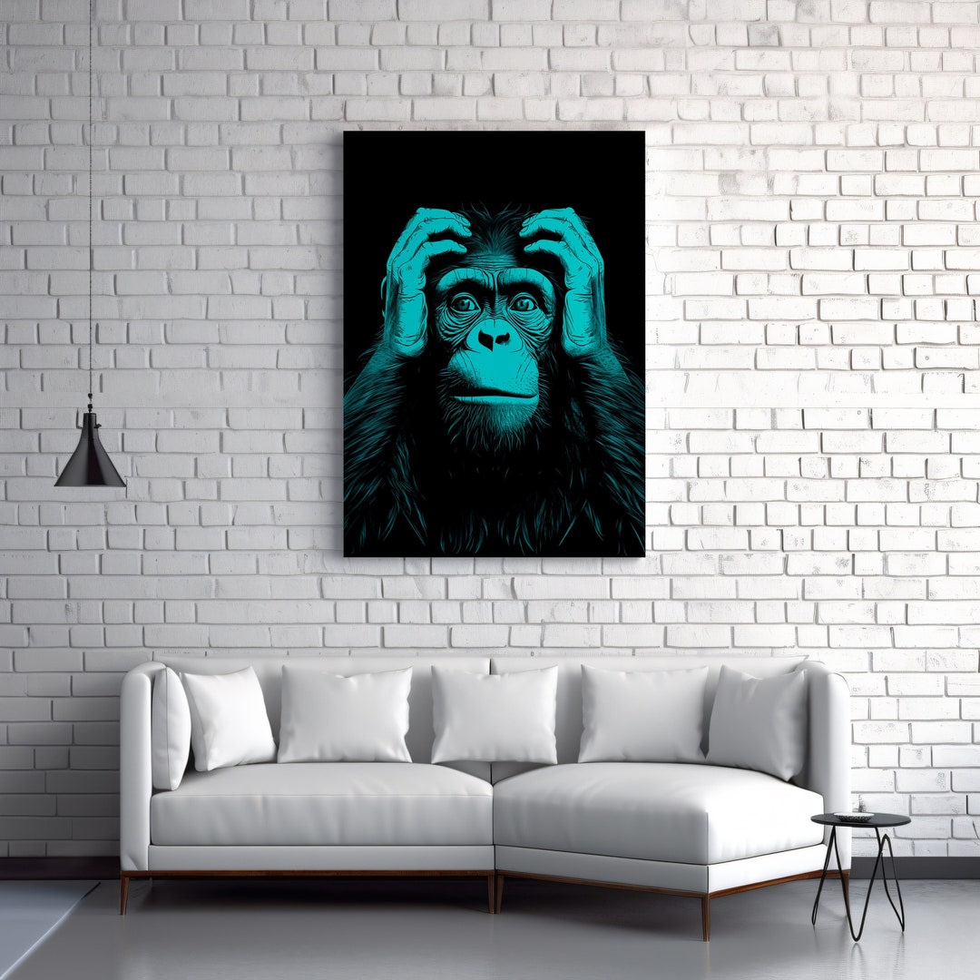 Emotional Chimpanzee Wall Art, Chimpanzee Canvas, Monkey Poster, Cool ...