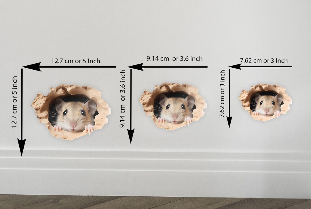 Mouse 3D Wall Stickers, 3D Wall Decal, Skirting Board Sticker ...