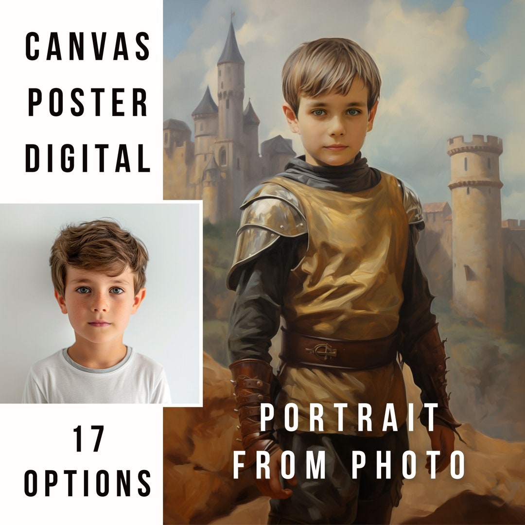 Custom Medieval Knight Portrait, Child Portrait From Photo, Face Swap ...