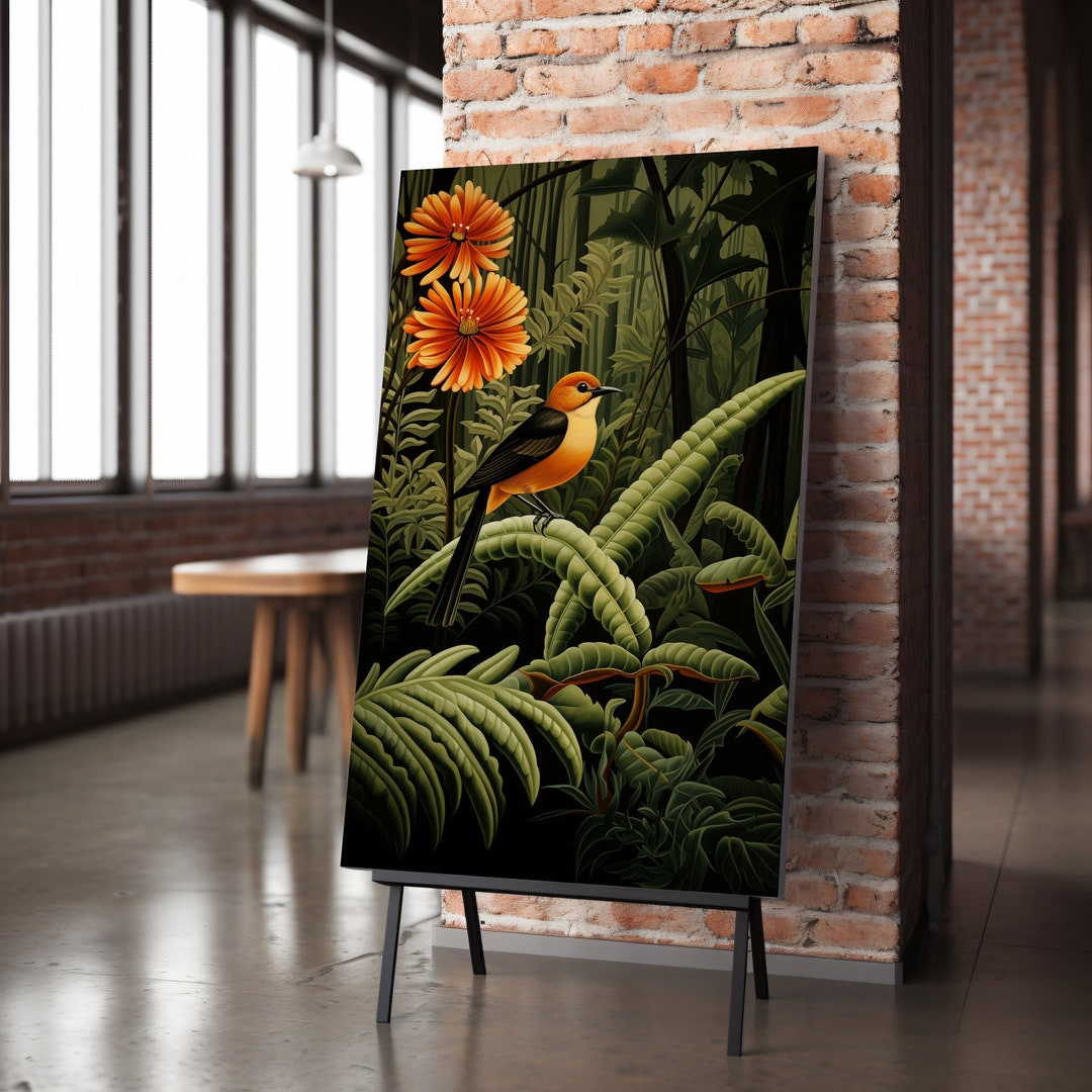 Bird Henri Rousseau Style, Tropical Bird Canvas, Nature Garden Home ...