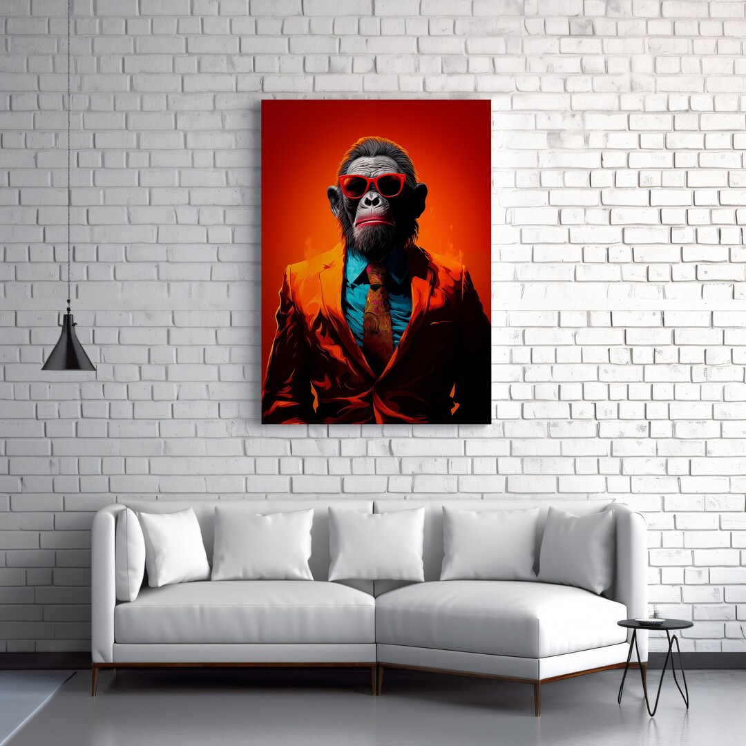 Gentleman Chimp Canvas, Monkey in Suit Wall Art, Businessman Monkey ...