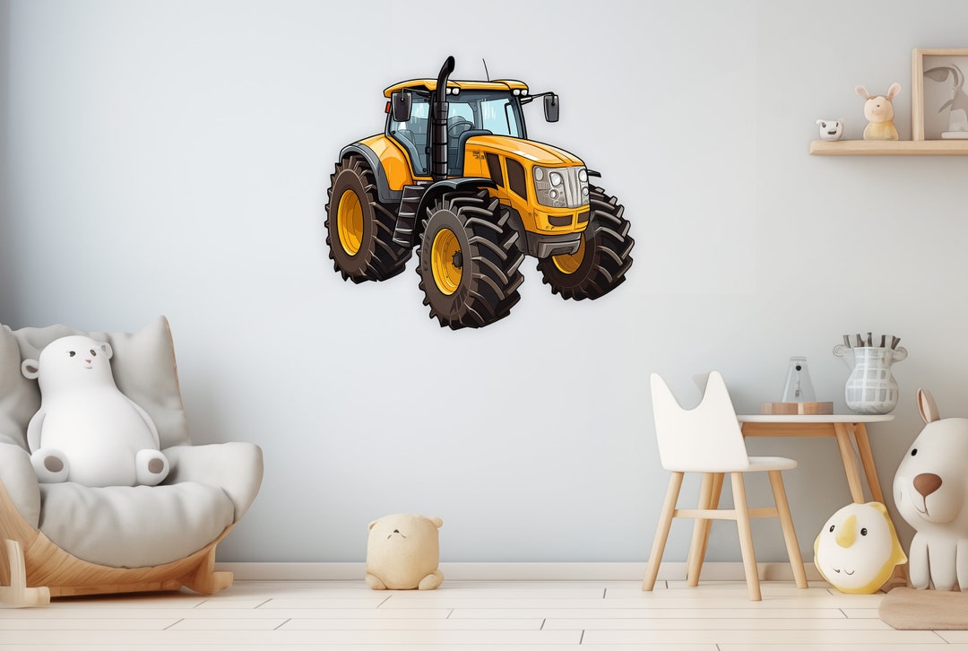 Yellow Tractor Wall Stickers, Wall Stickers for Kids Room, Nursery ...