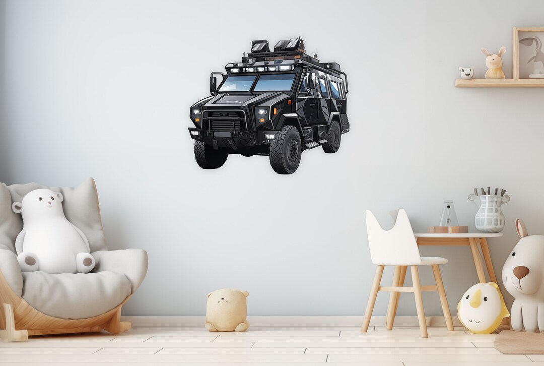Police SWAT Truck, Police Car Wall Decal, Police Wall Art, Nursery Decor, Cartoon Car Sticker ...