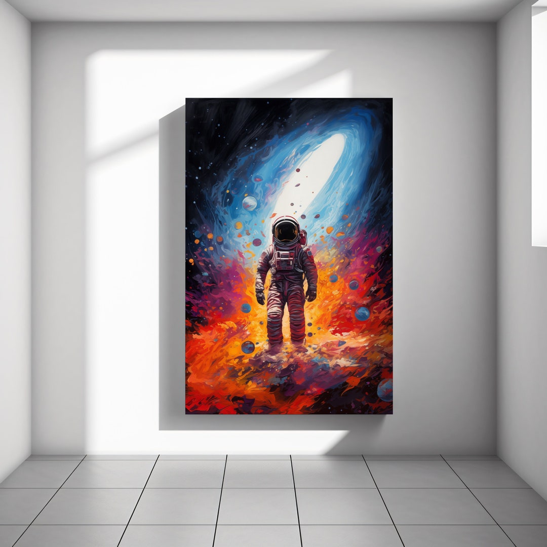 Astronaut in Space Abstract Canvas Print, Large Canvas Home Decor ...
