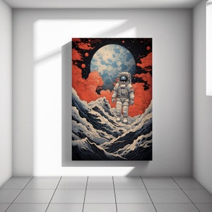 Astronaut Ukiyo-e Style, Japanese Art, Huge Canvas Home Decor ...