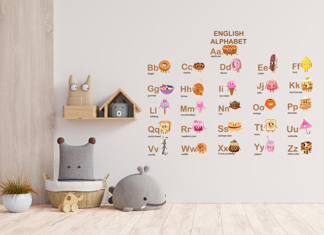 Alphabet Wall Stickers Educational Easy Phonics Learning Peel & Stick ...