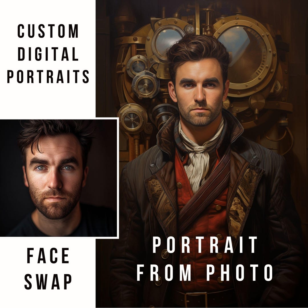 DIGITAL Portrait From Photo, Face Swap, Wall Art, Portraits for Men and ...