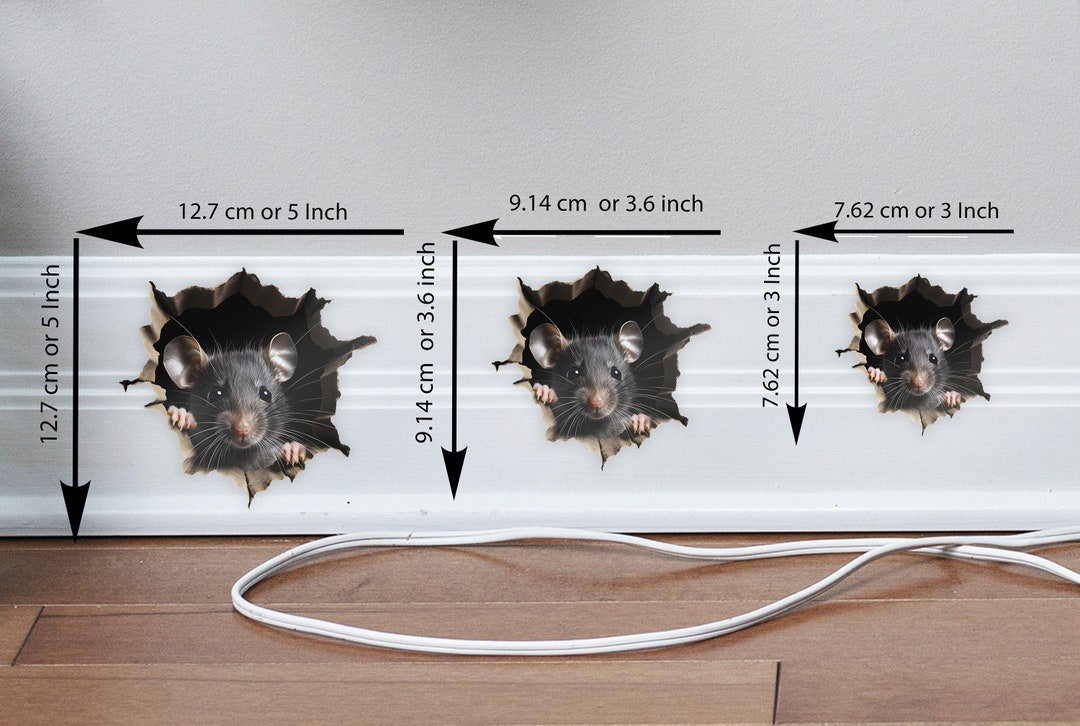 Black Cute Mouse Hole Sticker, Wall Decal, Skirting Board Sticker ...