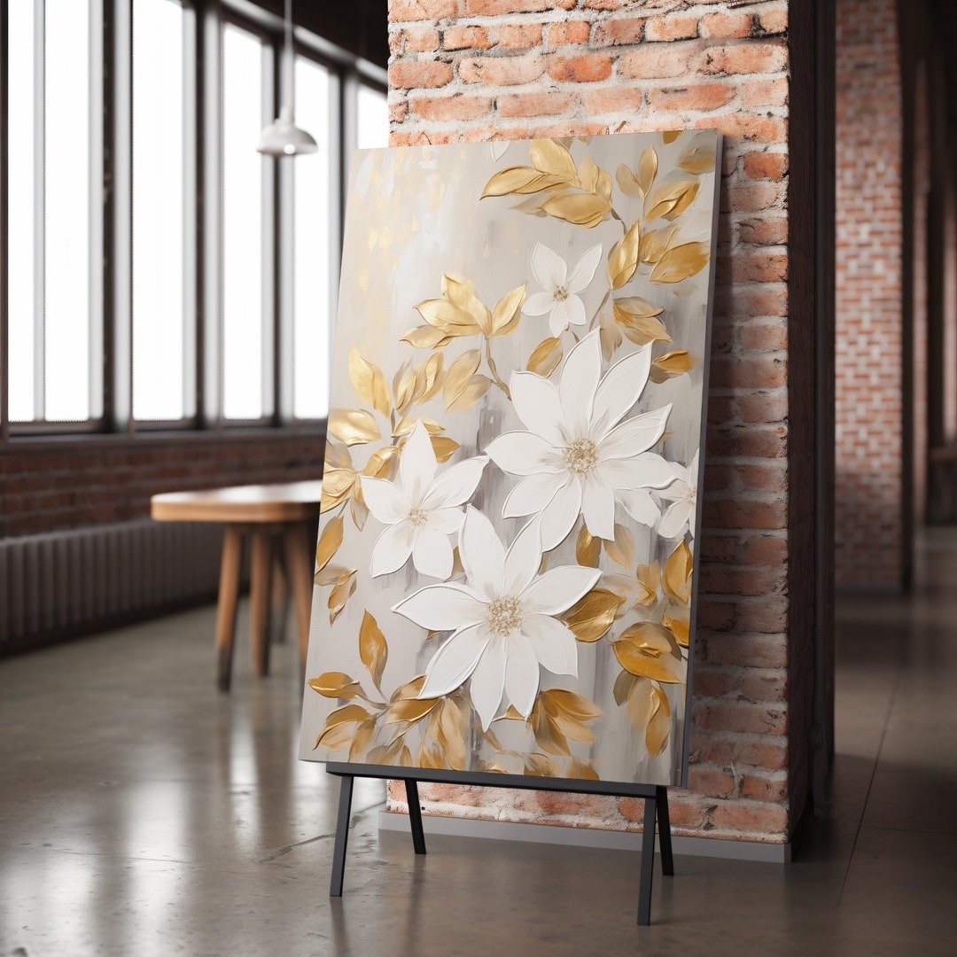 Gold and Silver Flowers, Flowers Wall Art, Flowers Canvas Print ...