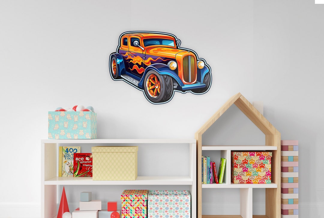 Rod Star Hot Flame Car Wall Stickers Wall Decals Nursery Decor, Wall ...