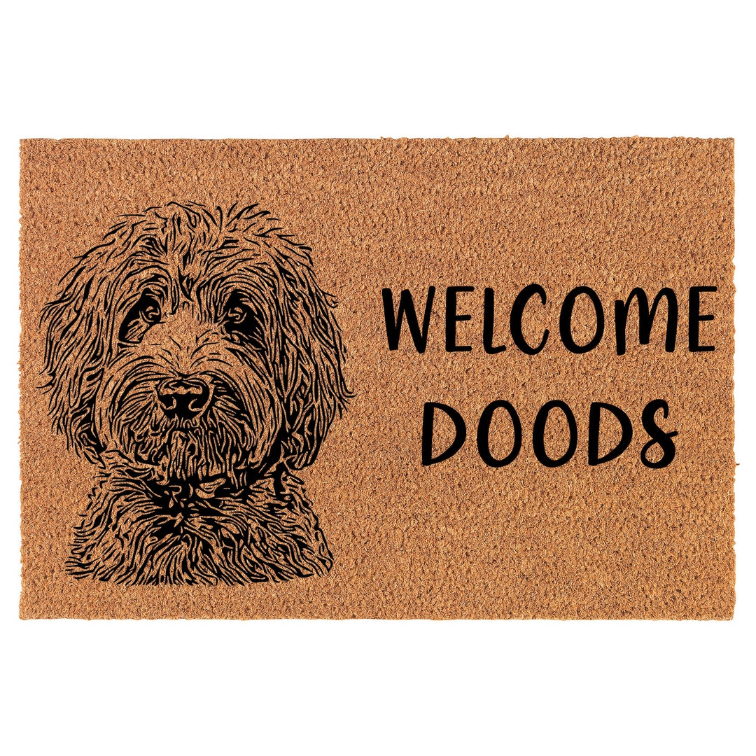 Welcome Doods Goldendoodle Funny Doodle Dog Coir Doormat Welcome Front ...