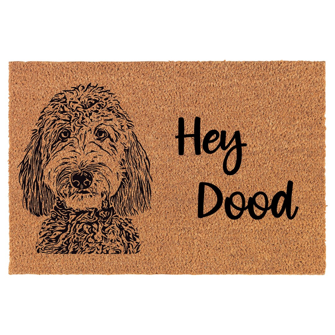 Hey Dood Labradoodle Funny Doodle Dog Coir Doormat Welcome Front Door ...