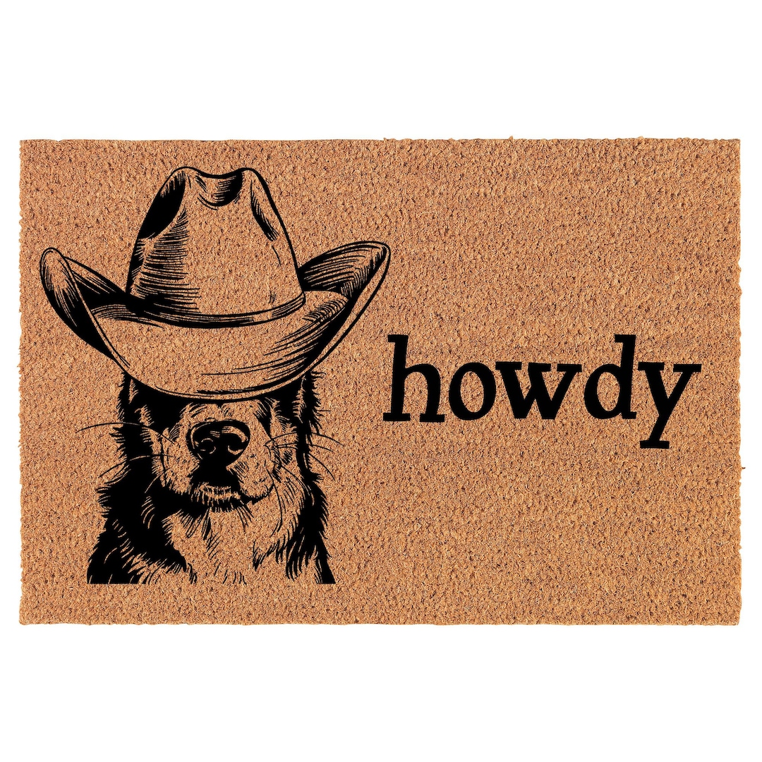 Howdy Country Western Cowboy Dog Coir Doormat Welcome Front Door Mat ...