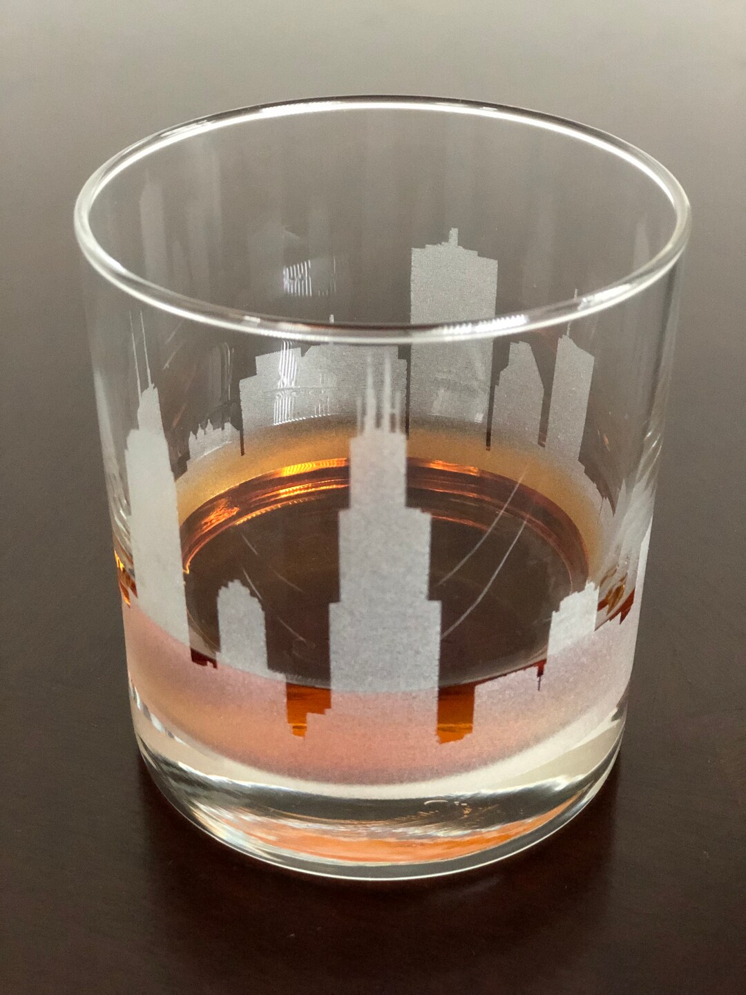 Rocks Whiskey Old Fashioned Glass Chicago, IL Skyline - Etsy
