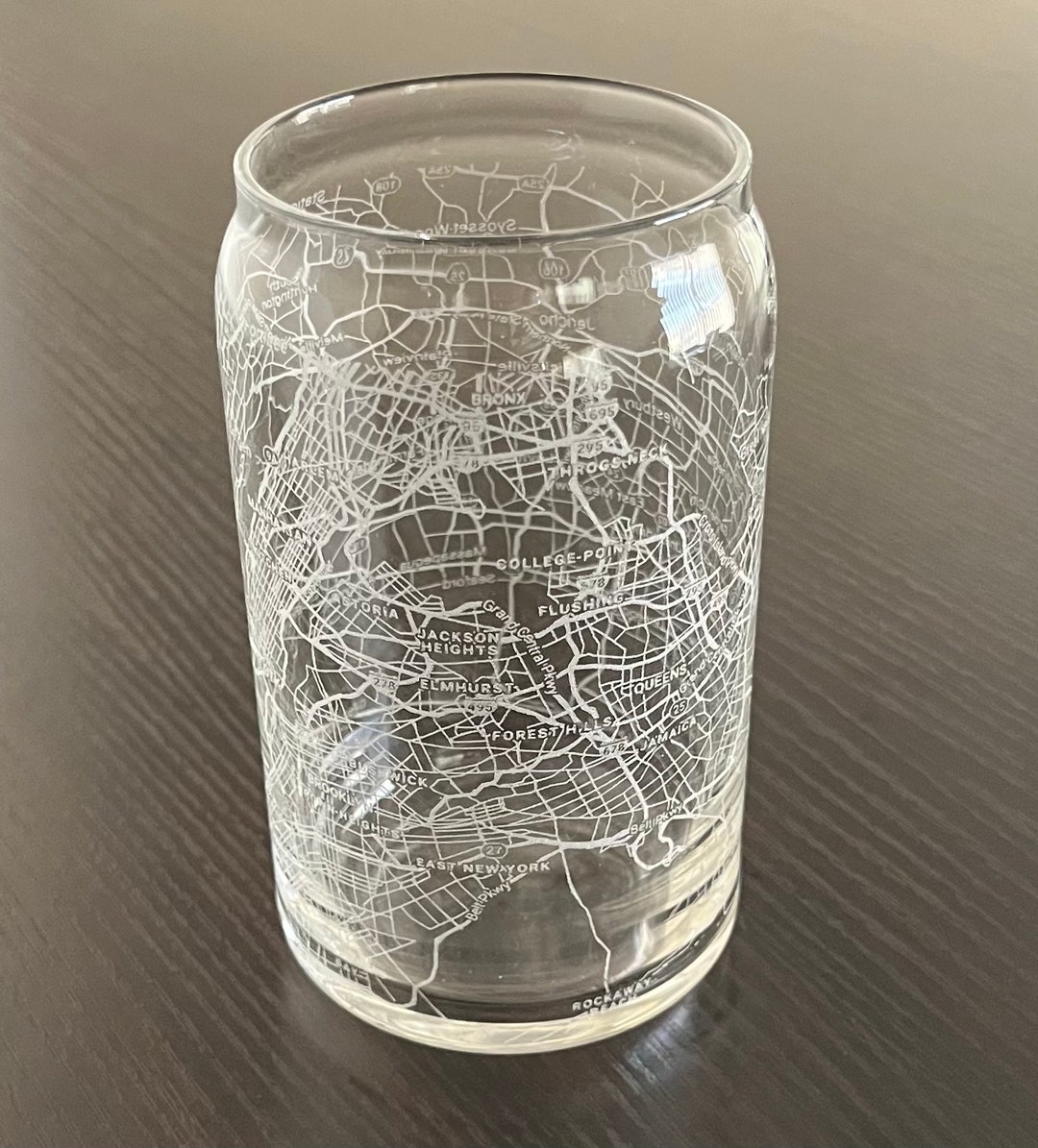 16 Oz Beer Can Glass Urban City Map Queens, NY - Etsy