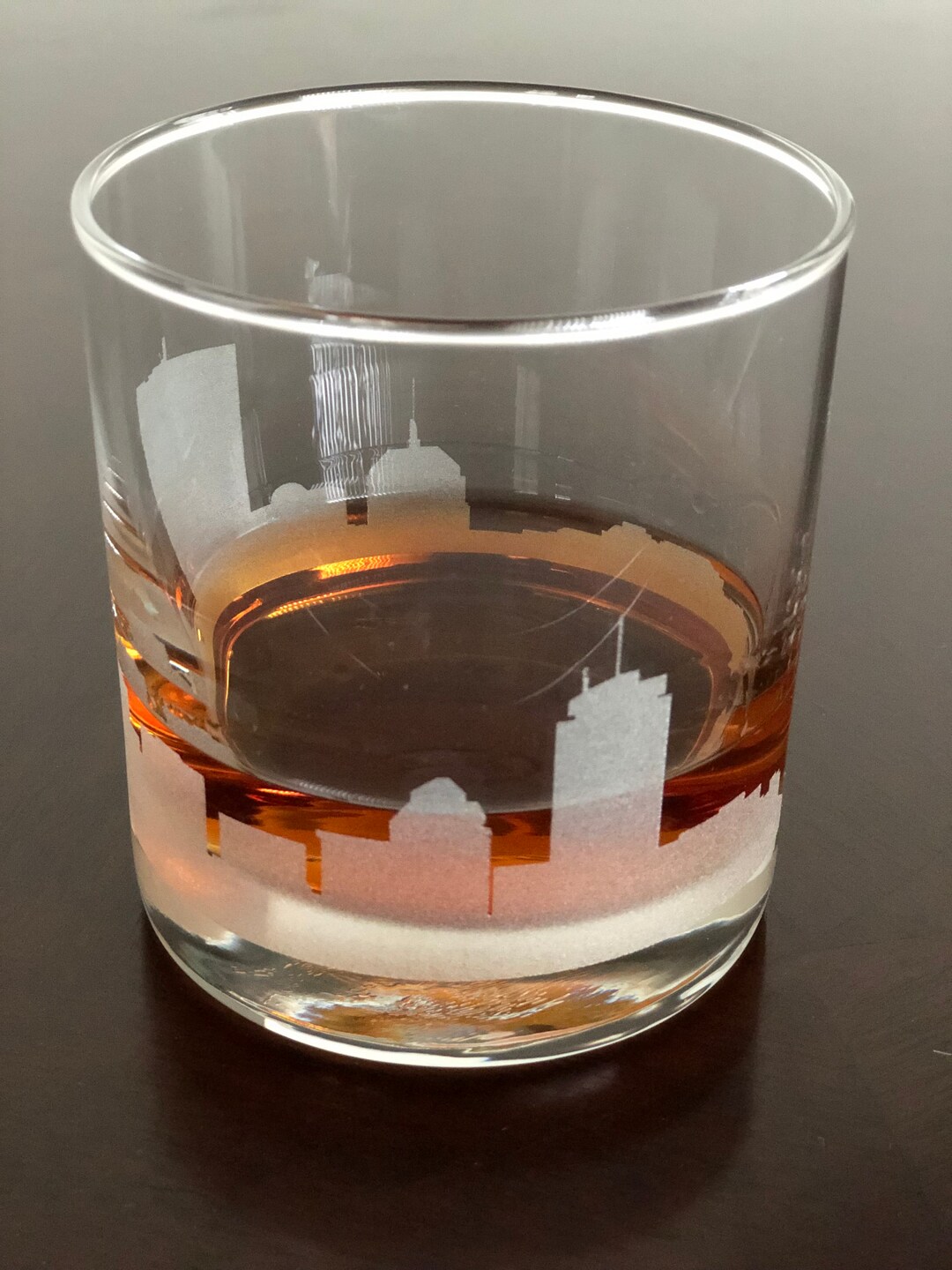 Rocks Whiskey Old Fashioned Glass Boston Massachusetts Skyline - Etsy