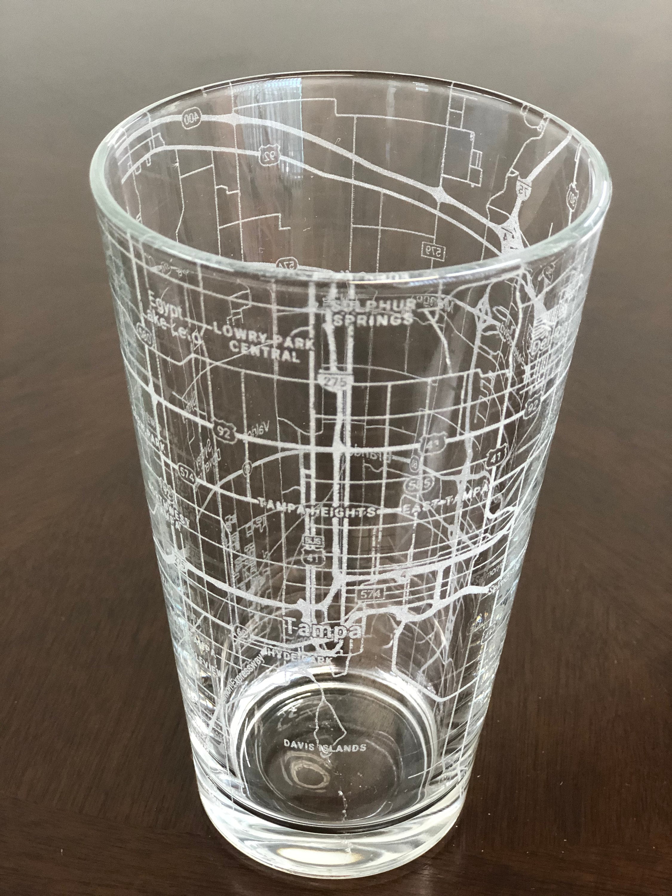 16 oz Pint Beer Glass Urban City Map Tampa FL | Etsy