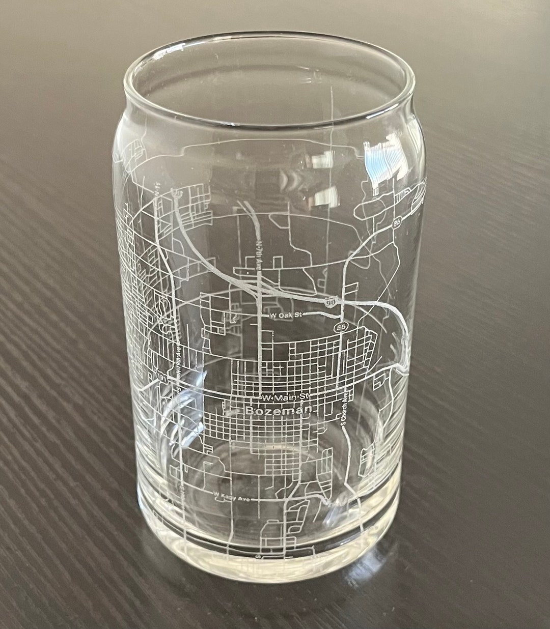 16 Oz Beer Can Glass Urban City Map Bozeman, MT - Etsy