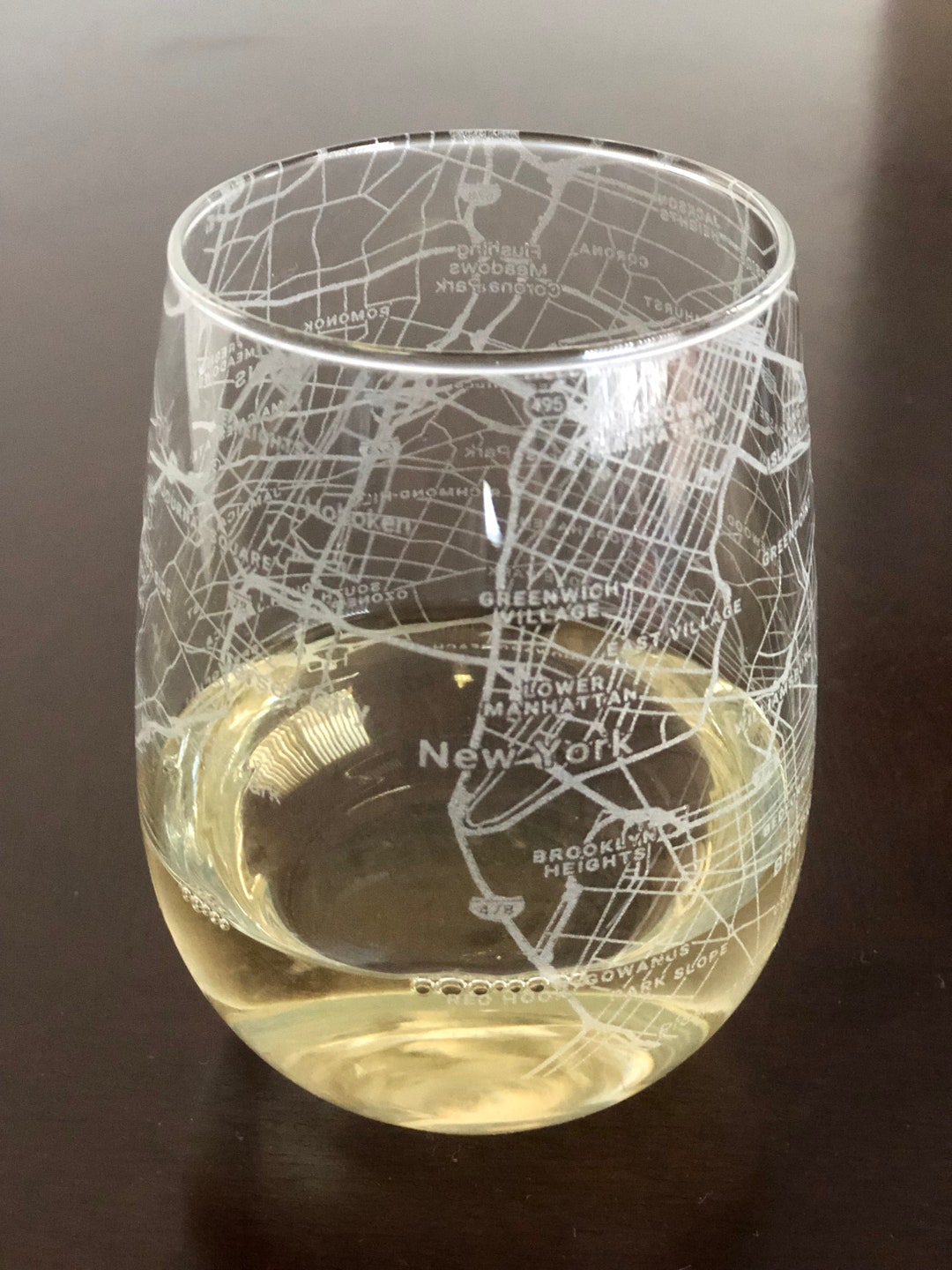 Stemless Wine Glass Urban City Map New York, NY - Etsy