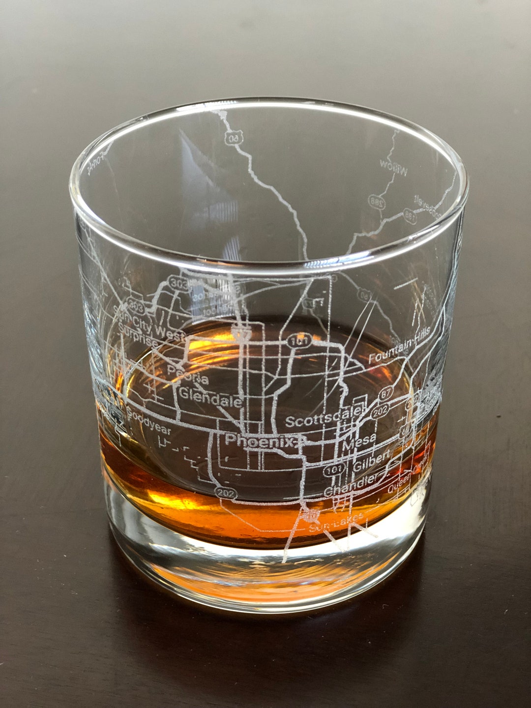 Rocks Whiskey Old Fashioned Glass Urban City Map Phoenix AZ Mesa AZ - Etsy
