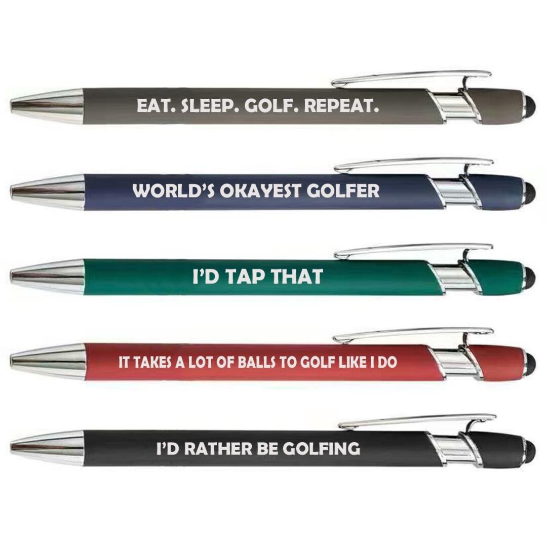 Golf Golfer Set of 5 Pens Gift - Etsy