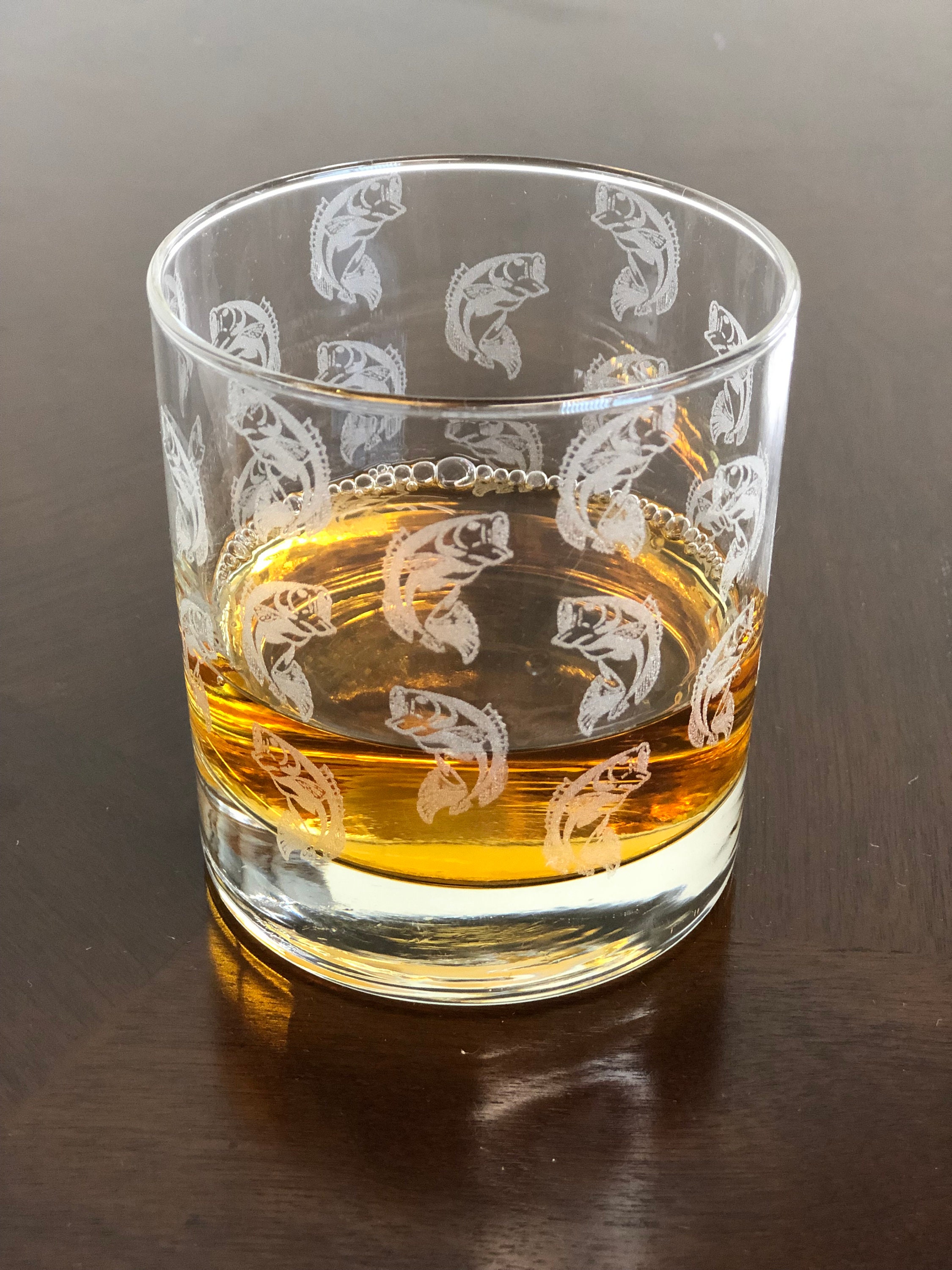 Rocks Whiskey Old Fashioned Glass Bass Fish Wrapped | Etsy