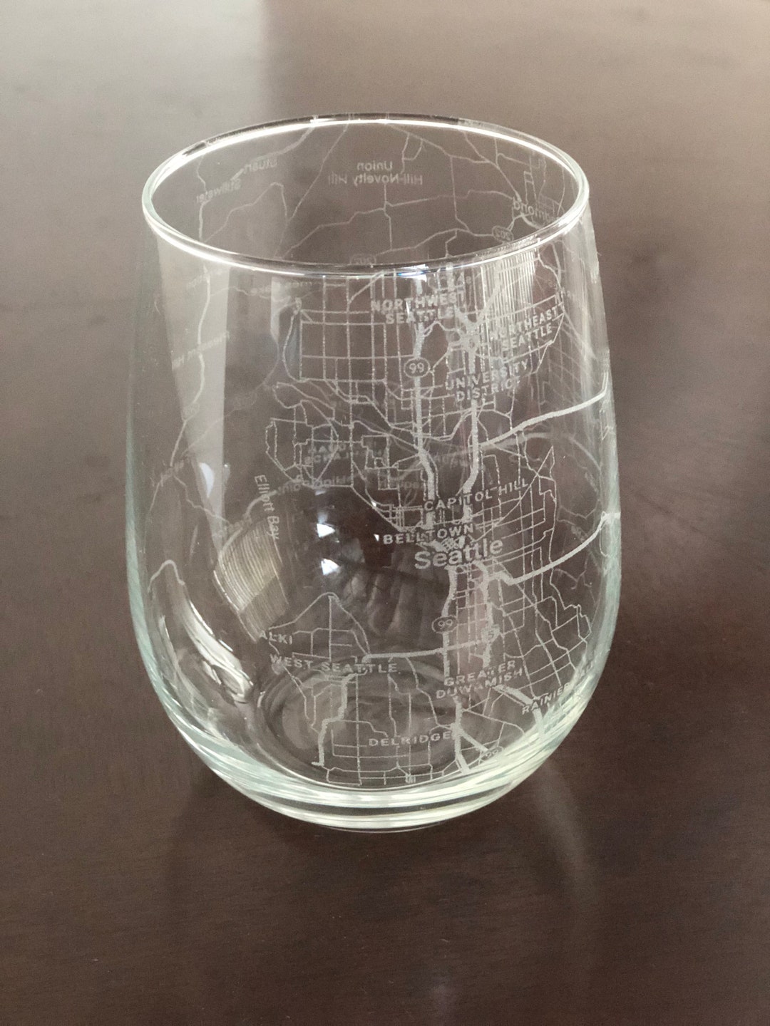 Stemless Wine Glass Urban City Map Seattle, WA - Etsy