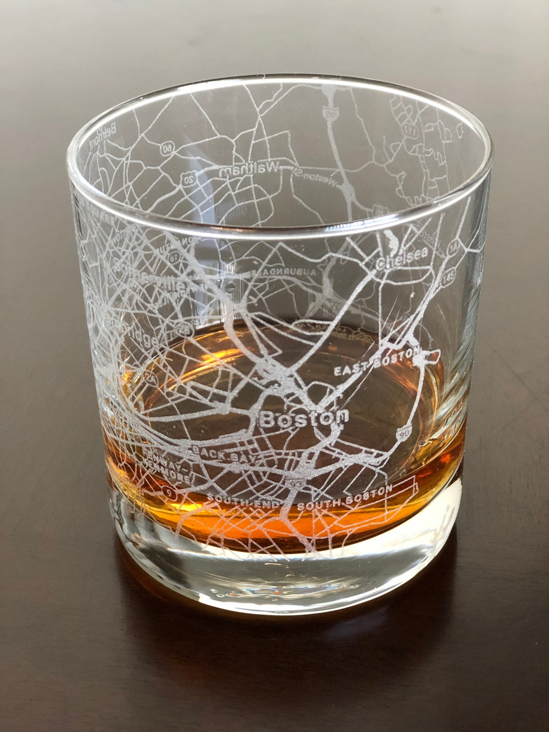 Rocks Whiskey Old Fashioned Glass Urban City Map Boston Massachusetts ...