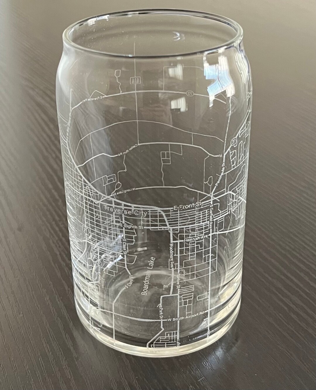 16 Oz Beer Can Glass Urban City Map Traverse City, MI - Etsy