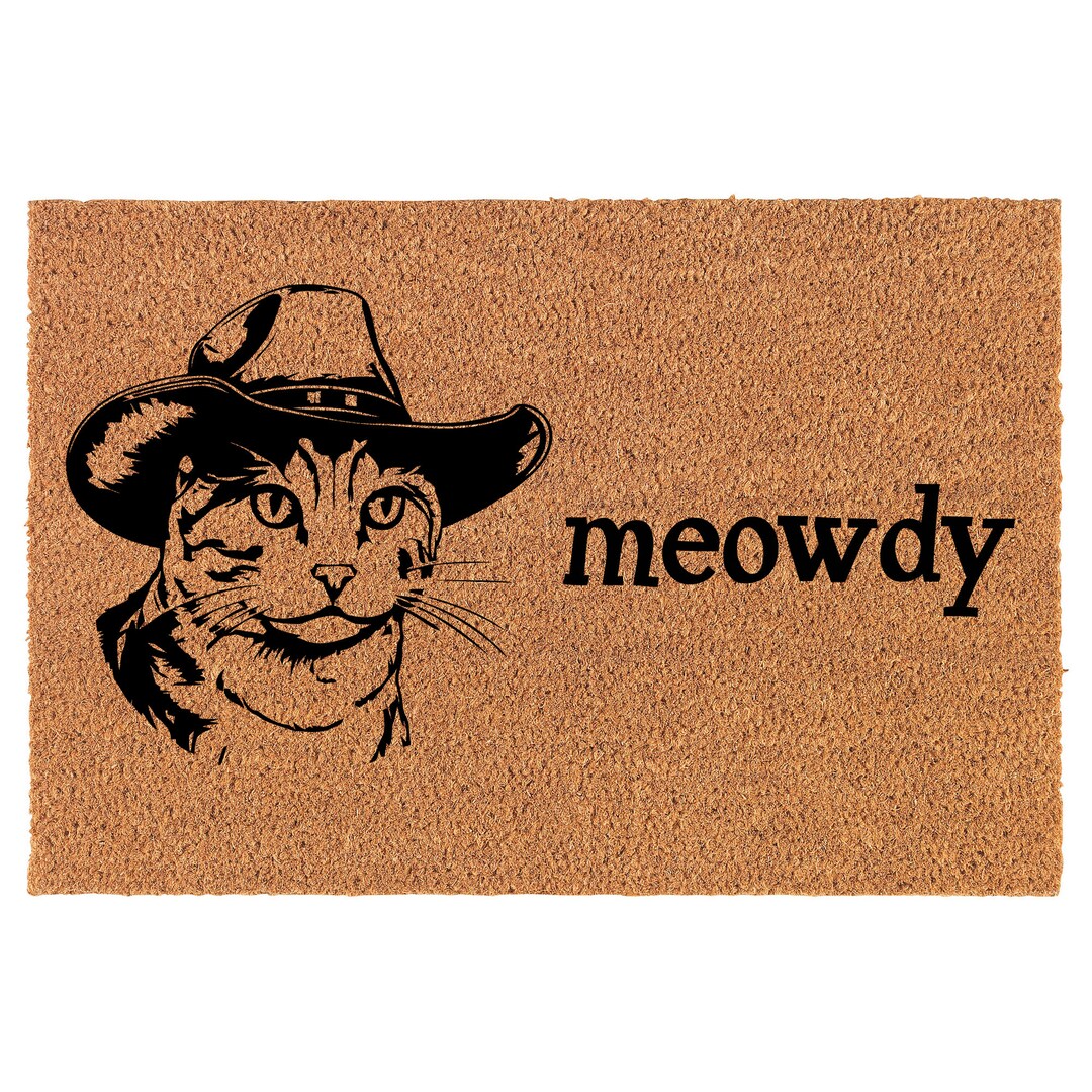 Meowdy Cat Funny Howdy Country Cowboy Cat Coir Doormat Welcome Front ...