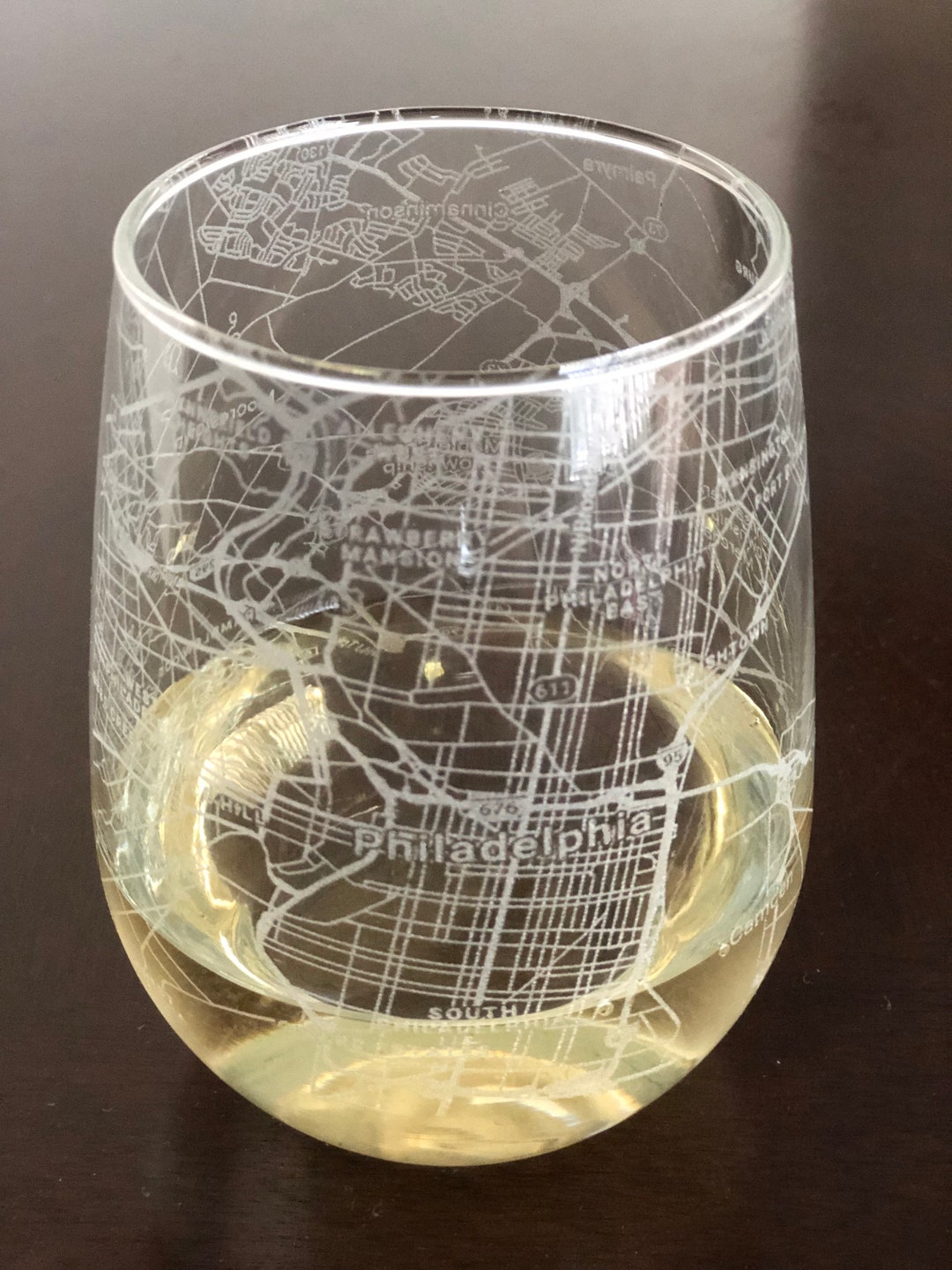 Stemless Wine Glass Urban City Map Philadelphia, PA - Etsy