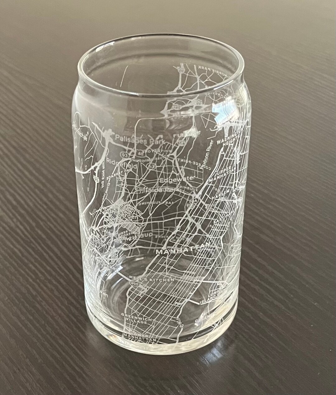 16 Oz Beer Can Glass Urban City Map Manhattan, New York - Etsy