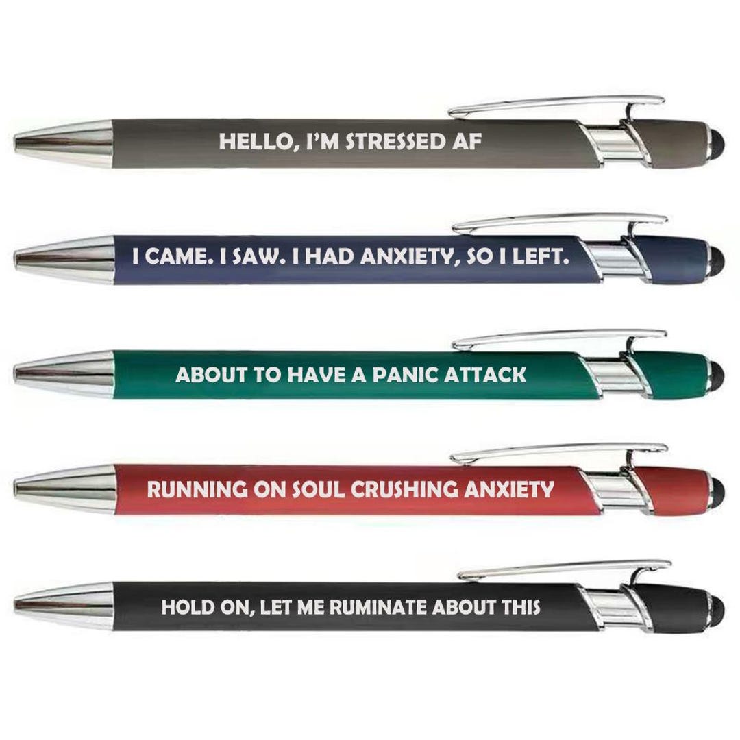 Anxiety Introvert Funny 2 Set of 5 Pens Gift - Etsy