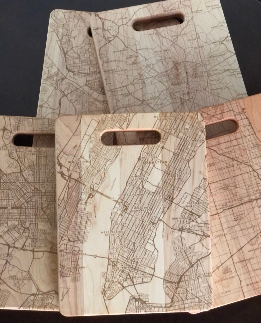 Cutting Board Maple Wood Urban City Map Your City Pick Your Location - Etsy