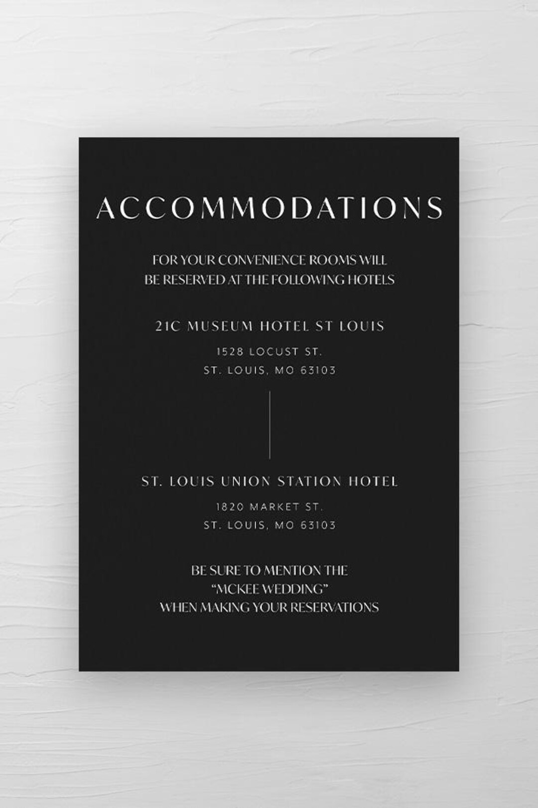 Wedding Accommodations Template | Elegant Wedding Accommodations | White and Black Stationery ...