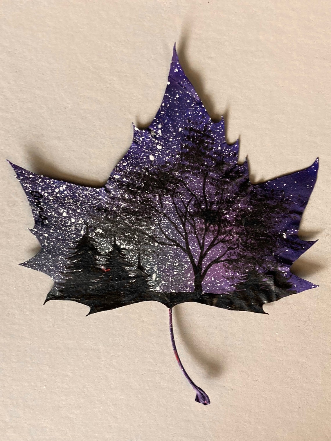 Night Leaf 7”x5” - Etsy