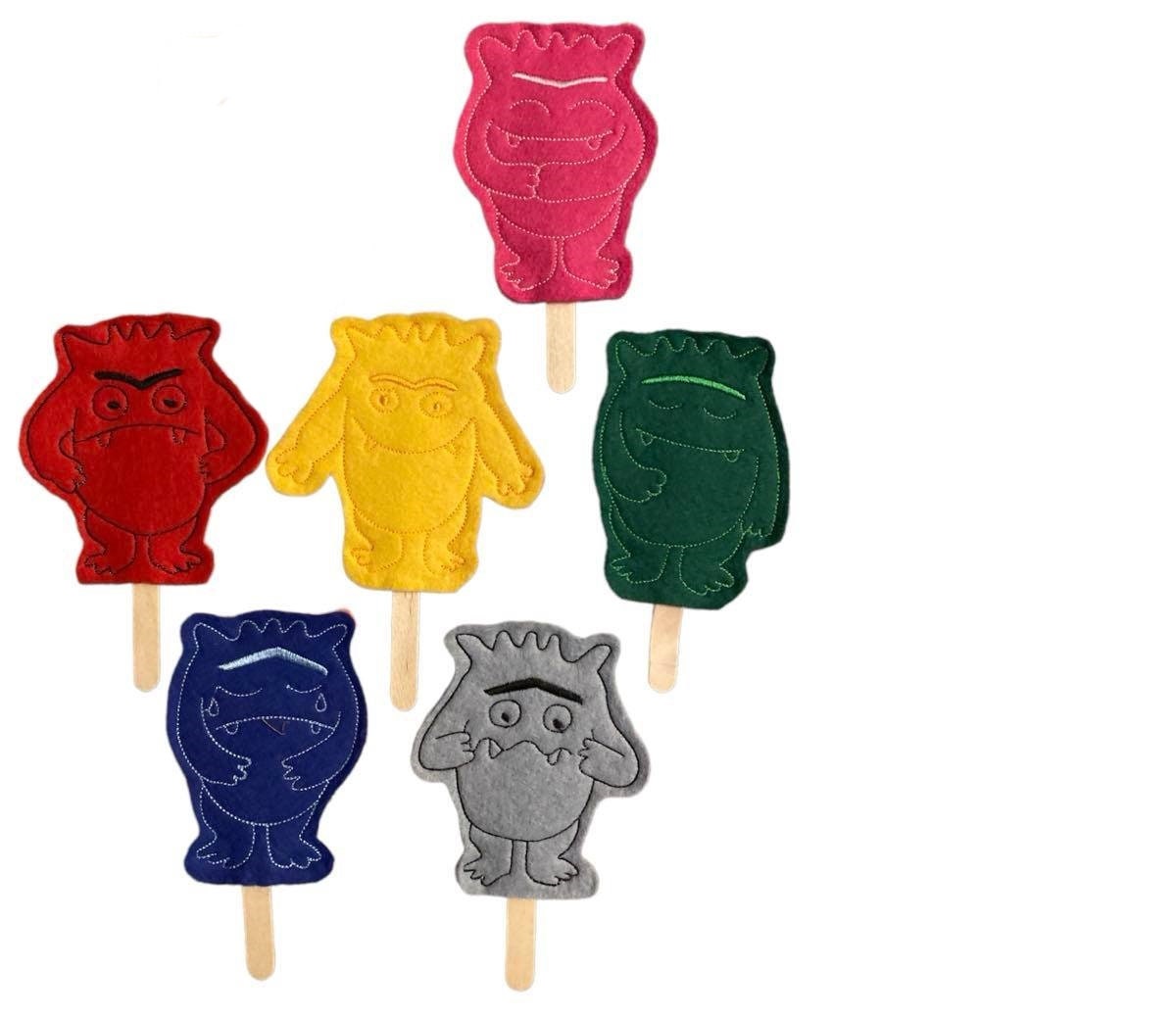 The Colour Monster Puppet Finger Puppet Story Book Set Sack Handmade ...