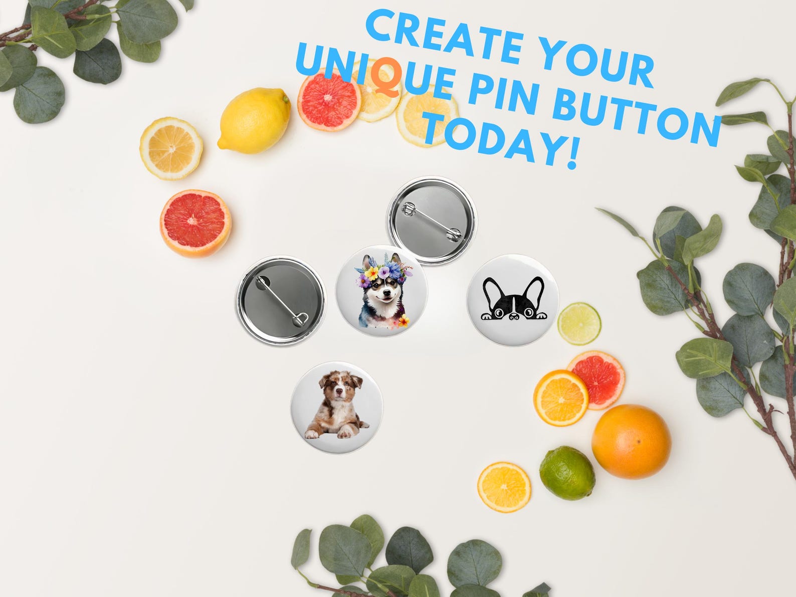 Custom Full Color Pin Buttons Pinback Buttons Badge Personalized Photo ...