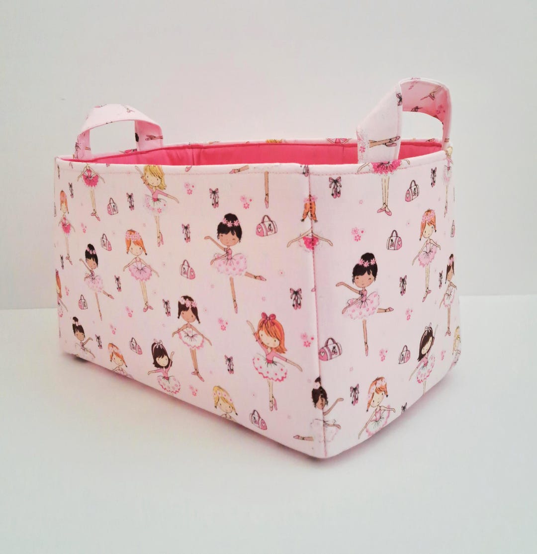 Ballerina Fabric Basket, Ballet Dancer Gift Caddy, Pink Nursery Storage ...