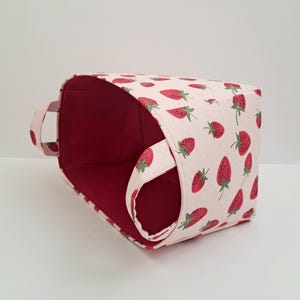 Strawberry Fabric Basket, Storage Organizer Bin Container Caddy, Room ...