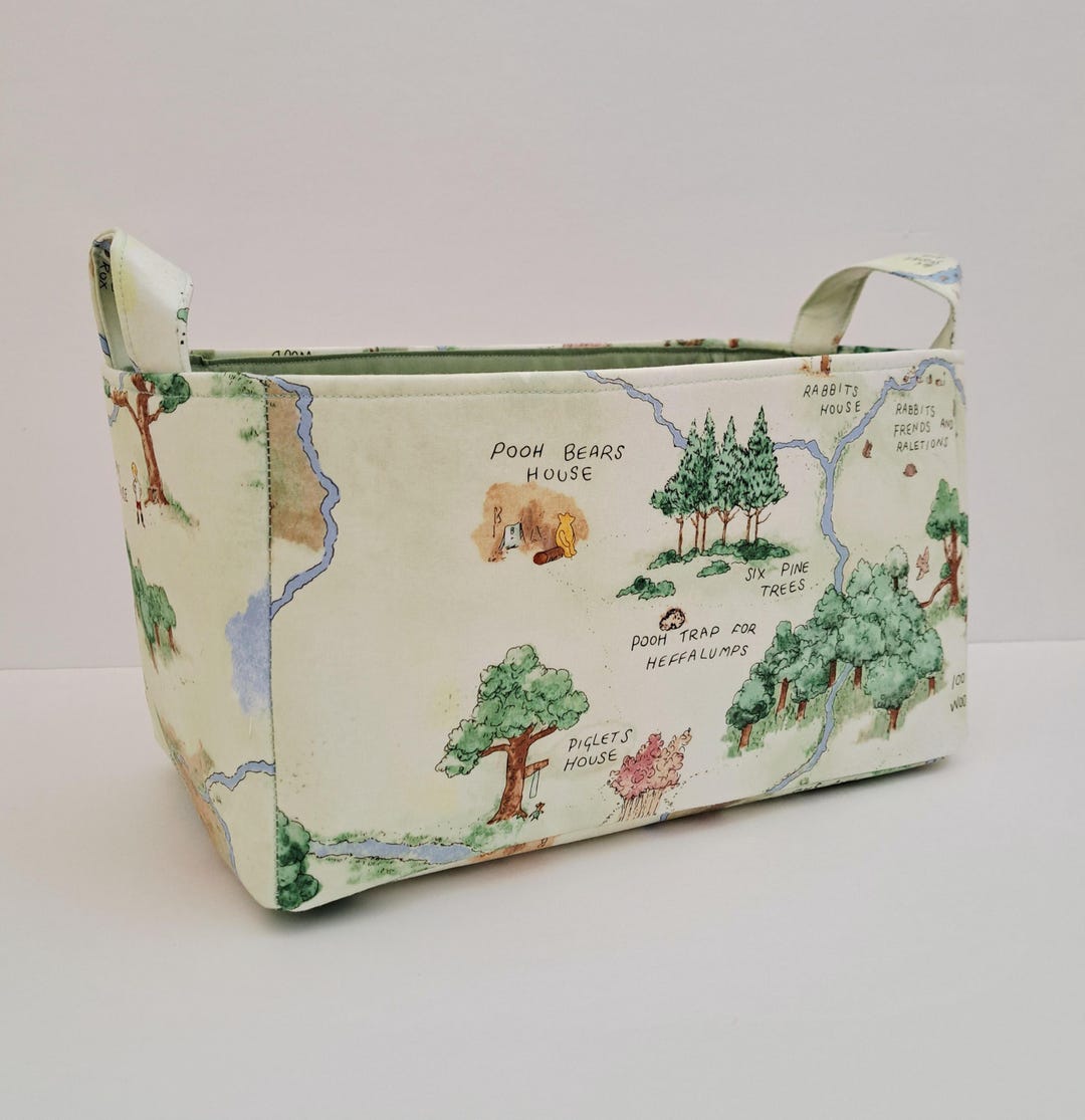Classic Winnie the Pooh 100 Acre Wood Map Fabric Basket, Storage and ...