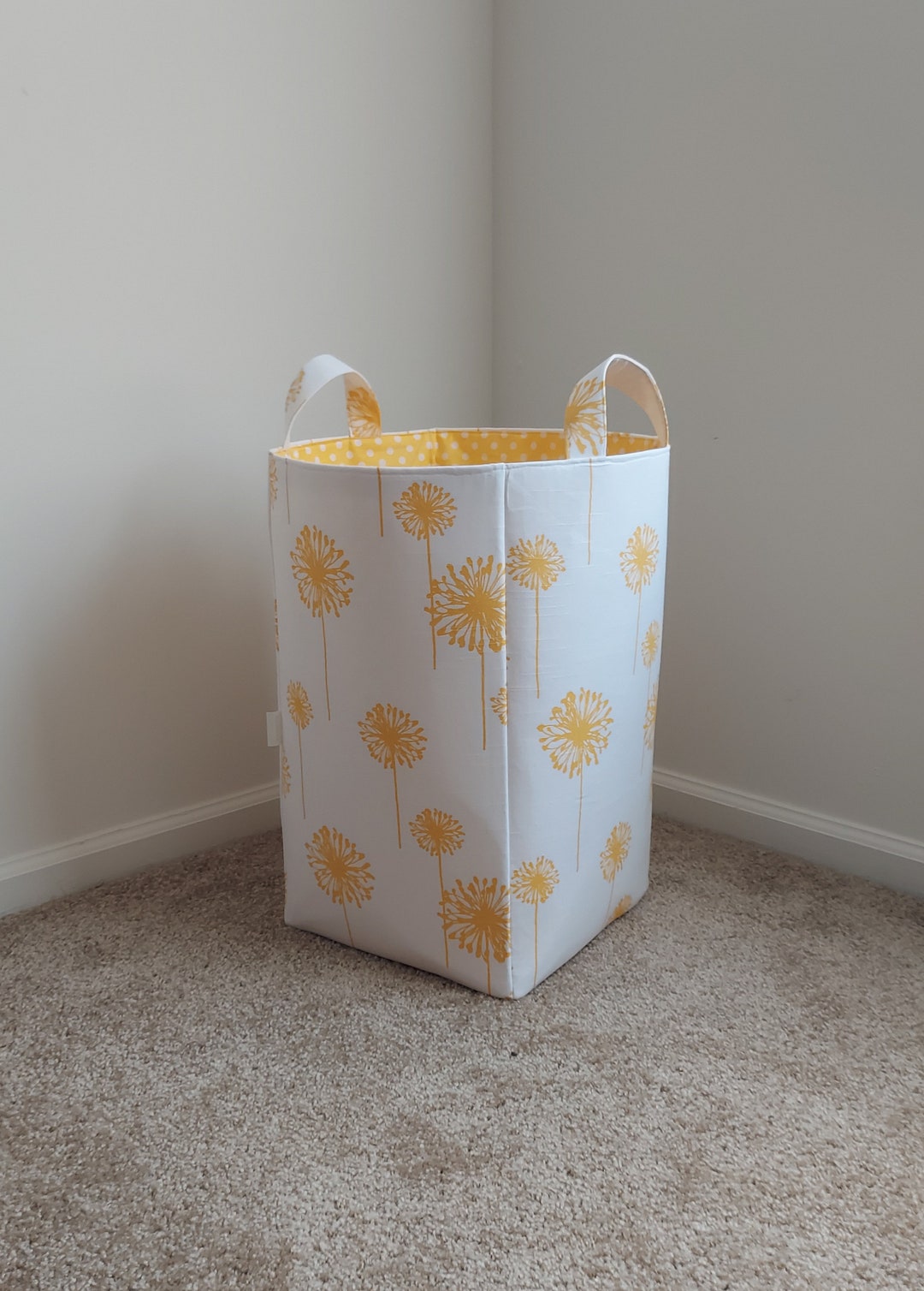 Laundry Hamper Basket, Toys Storage Bin, Dandelion Canvas Fabric ...