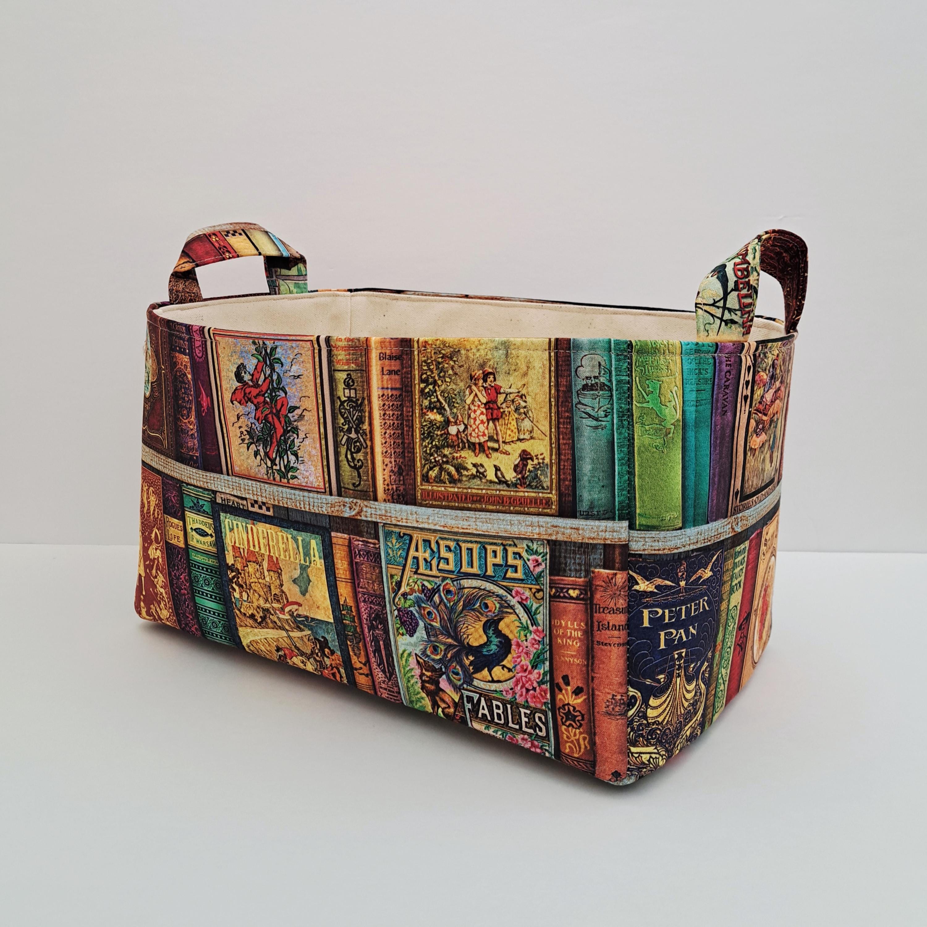 Bookworm Storage Basket, Fabric Organizer Bin, Book Lovers Gift - Etsy