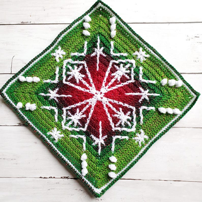 Christmas Mosaic Crochet Square Pattern - Soft Sparkle - PDF - Festive ...
