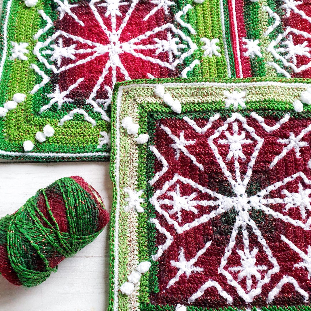 Christmas Mosaic Crochet Square Pattern - Soft Sparkle - PDF - Festive ...